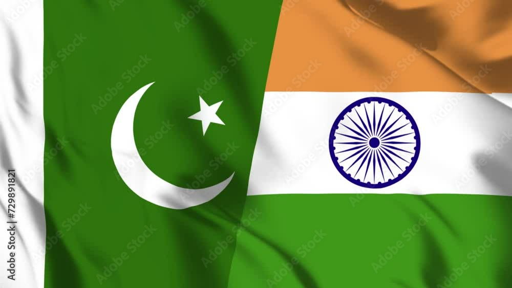 Pakistan and India Flag waving in loop and seamless animation. Indian ...