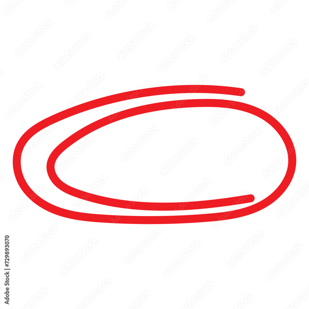 Red circle, pen draw. Highlight hand drawing different circles isolated ...