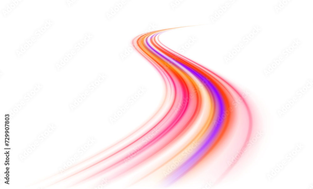 Neon swirls on a white background PNG. Acceleration speed motion on ...