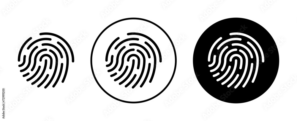 Vetor de Fingerprint Icon Set. Identity Thumbprint and Biometric Vector symbol in a black filled ...