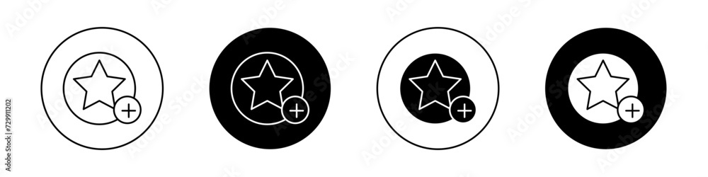Star Favorite Icon Set. Value Add and Top Rate Vector symbol in a black ...