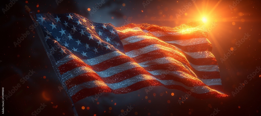 Glowing American Flag in the Dark A Celebration of Independence Day ...