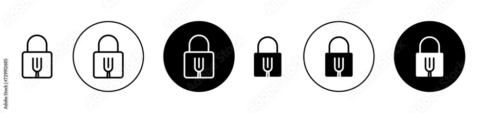Food Security Lock Vector Illustration Set. Nutritional Safety sign ...