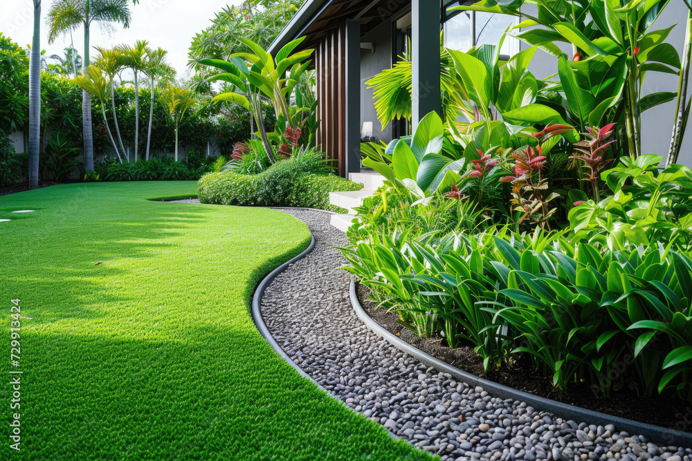 A contemporary Australian home or residential buildings front yard ...