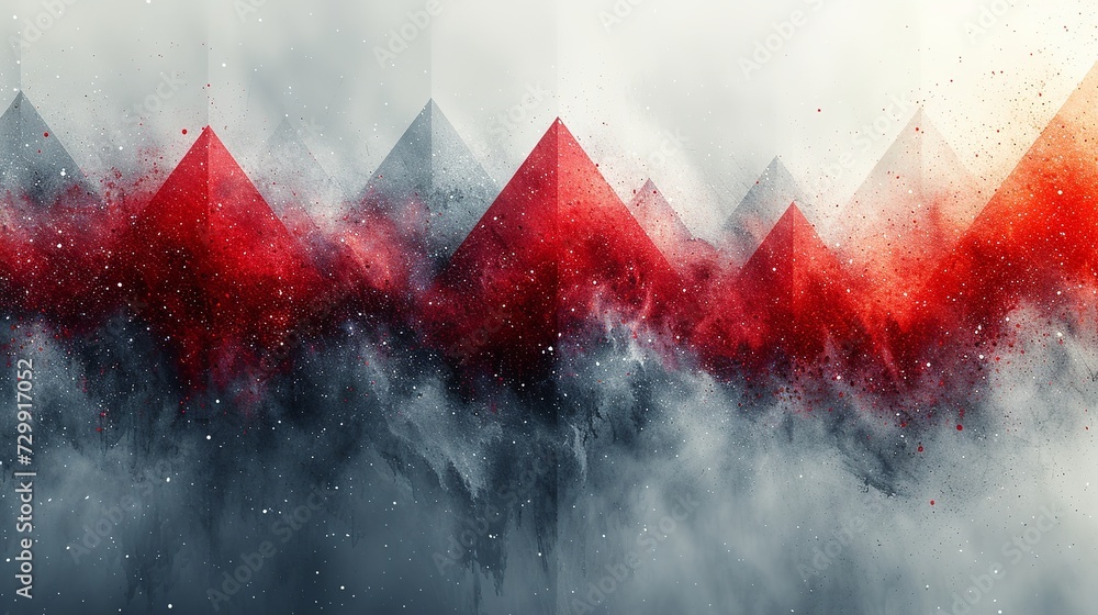 Geometric Chill - Abstract Winter Background in Bold Reds and Cool ...