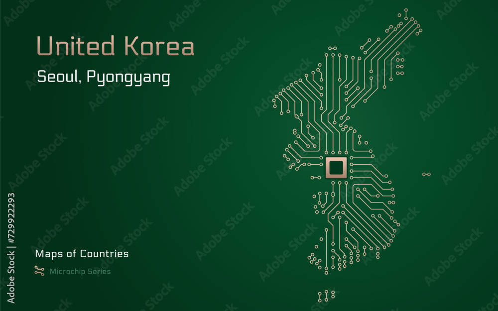 United Korea Map with a capital of Seoul, Pyongyang Shown in a ...