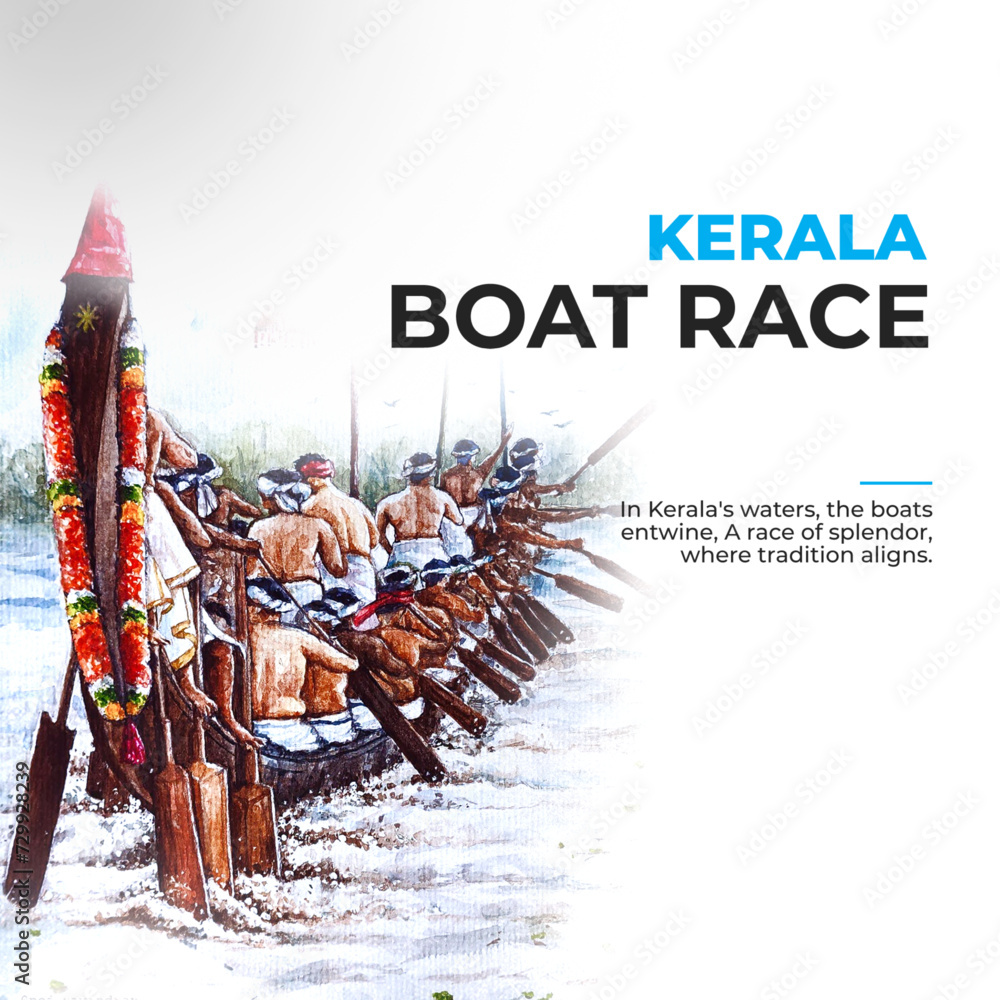 Kerala Boat Race Poster - Traditional Boats: Celebrate Kerala Boat Race ...