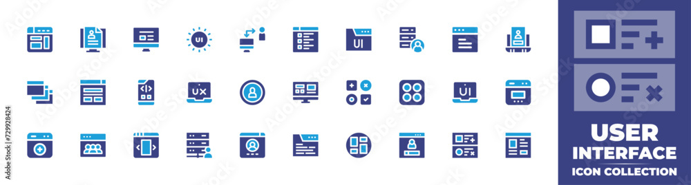 User interface icon collection. Duotone color. Vector and transparent ...