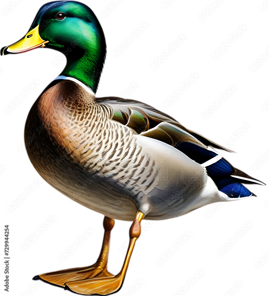 Mallard, Close-up colored-pencil sketch of Mallard, Anas platyrhynchos ...