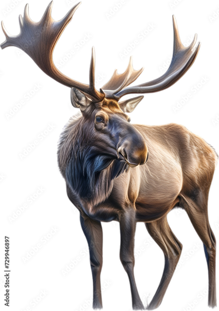Moose, Close-up colored-pencil sketch of Elk (Moose), Alces alces ...
