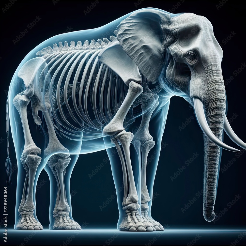 Elephant mammoth full body anatomy X-ray radiography mastadon large ...