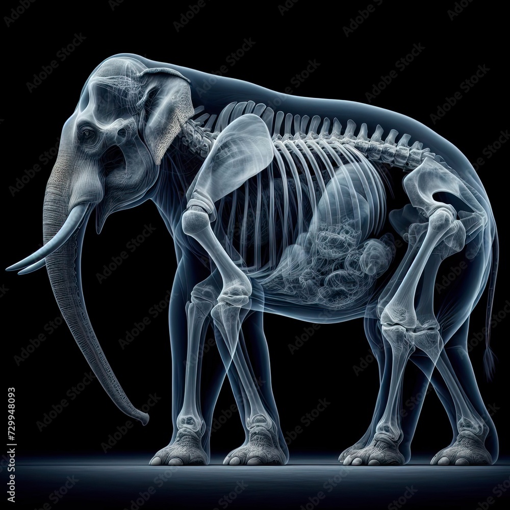 Elephant mammoth full body anatomy X-ray radiography mastadon large ...