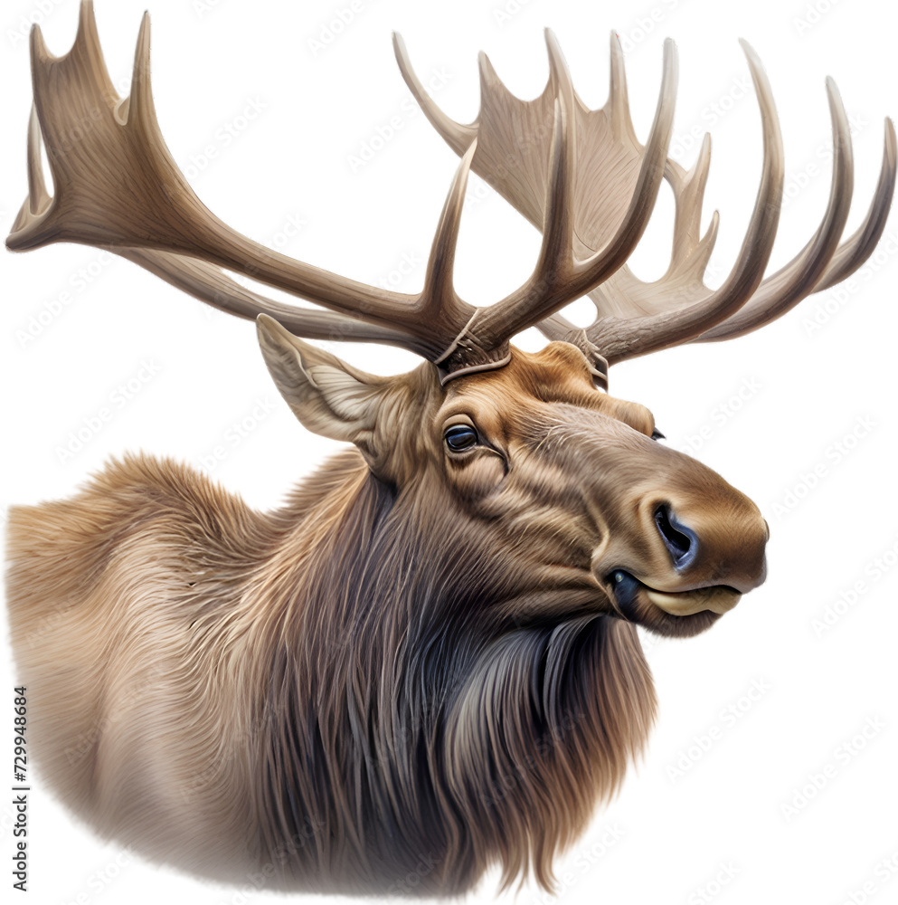Moose, Close-up colored-pencil sketch of Elk (Moose), Alces alces ...