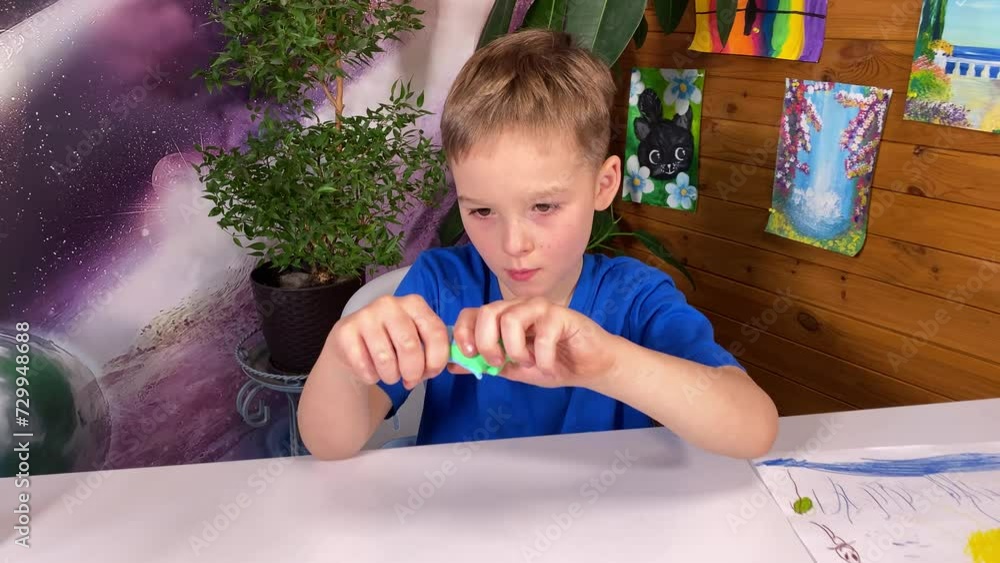 Vidéo Stock Youthful artistic expression, childhood hobby. Cute little ...