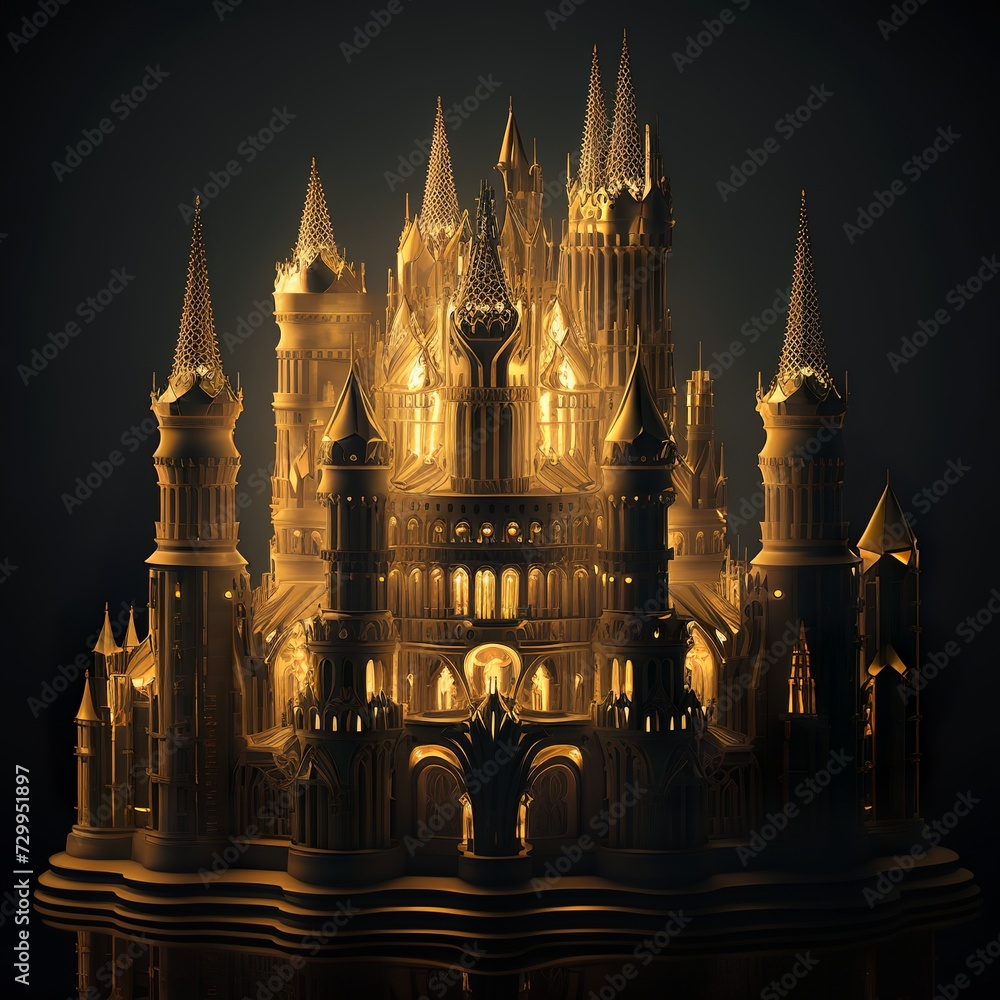 a castle made of gold, before which stands an army of millions on top ...