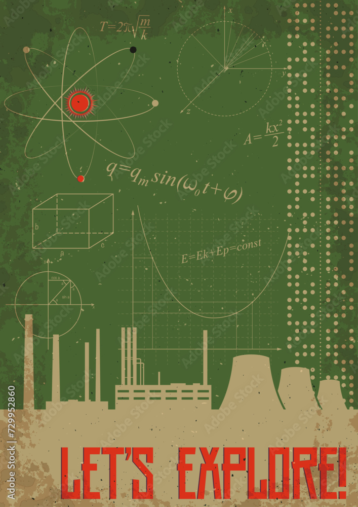 Let's explore! Formulas, Nuclear Power Plant, Drawings. Retro Science ...