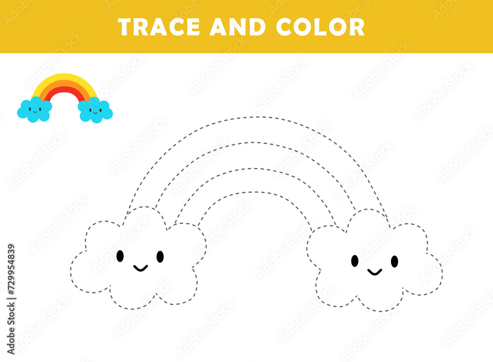 Trace and color for children. Handwriting practice. Coloring page for ...