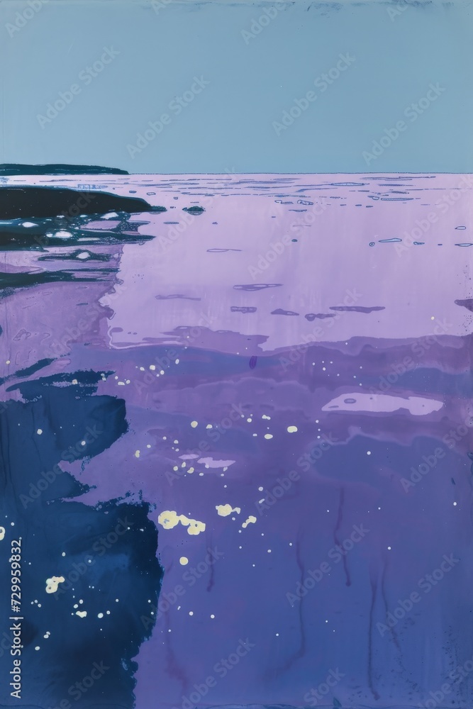 Blue Purple Seabed Artwork in Floating with Faint Dots of Light Rich ...