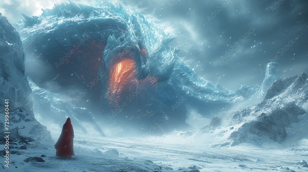 Wide-Angle Glimpse of Hidden Ice Dragons in a Frozen Cavern, Capturing ...