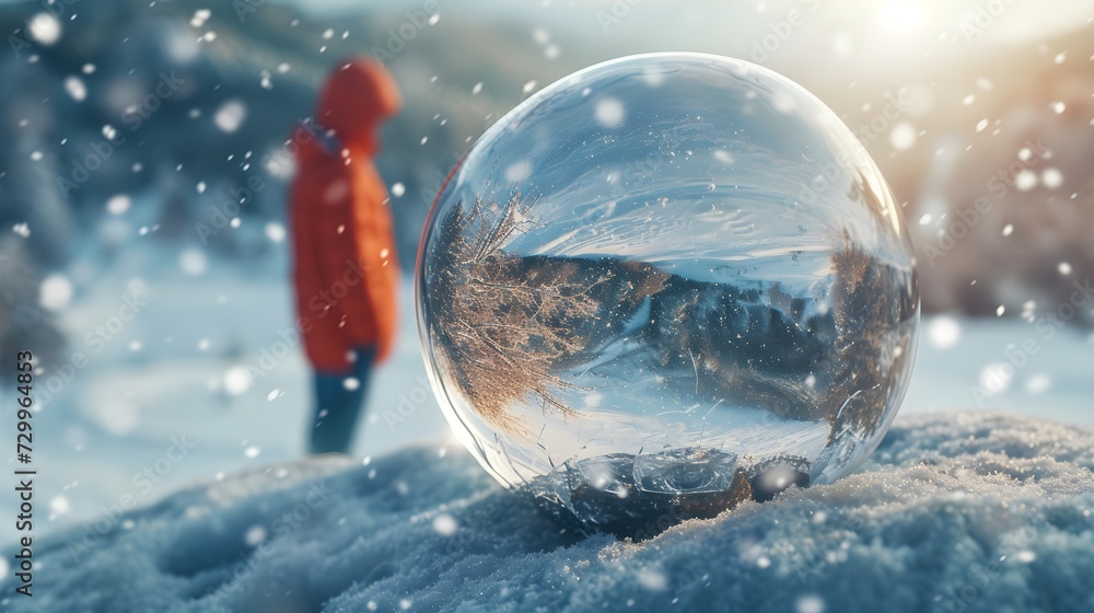 "Broken Reflection: Person's Image in Shattered Snow Globe, Ultra ...