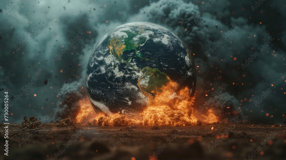 earth attacked by greenhouse effect in air pollution, Earth Pollution ...