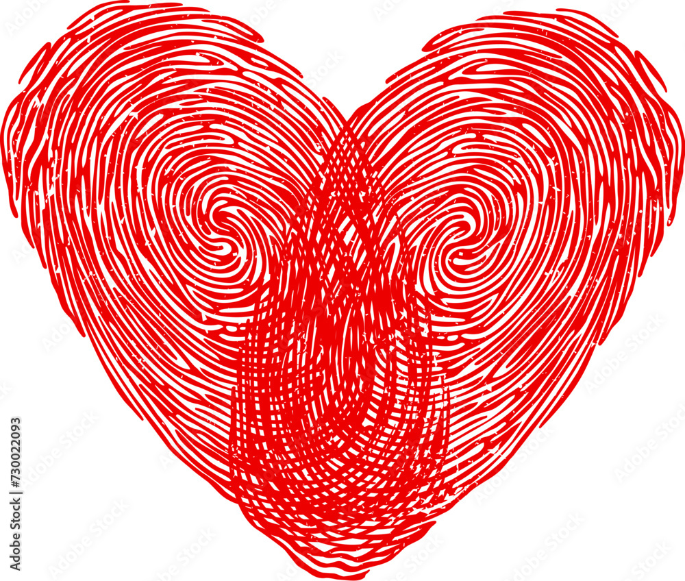 Fingerprint heart for love, wedding and Valentine, finger print or ...