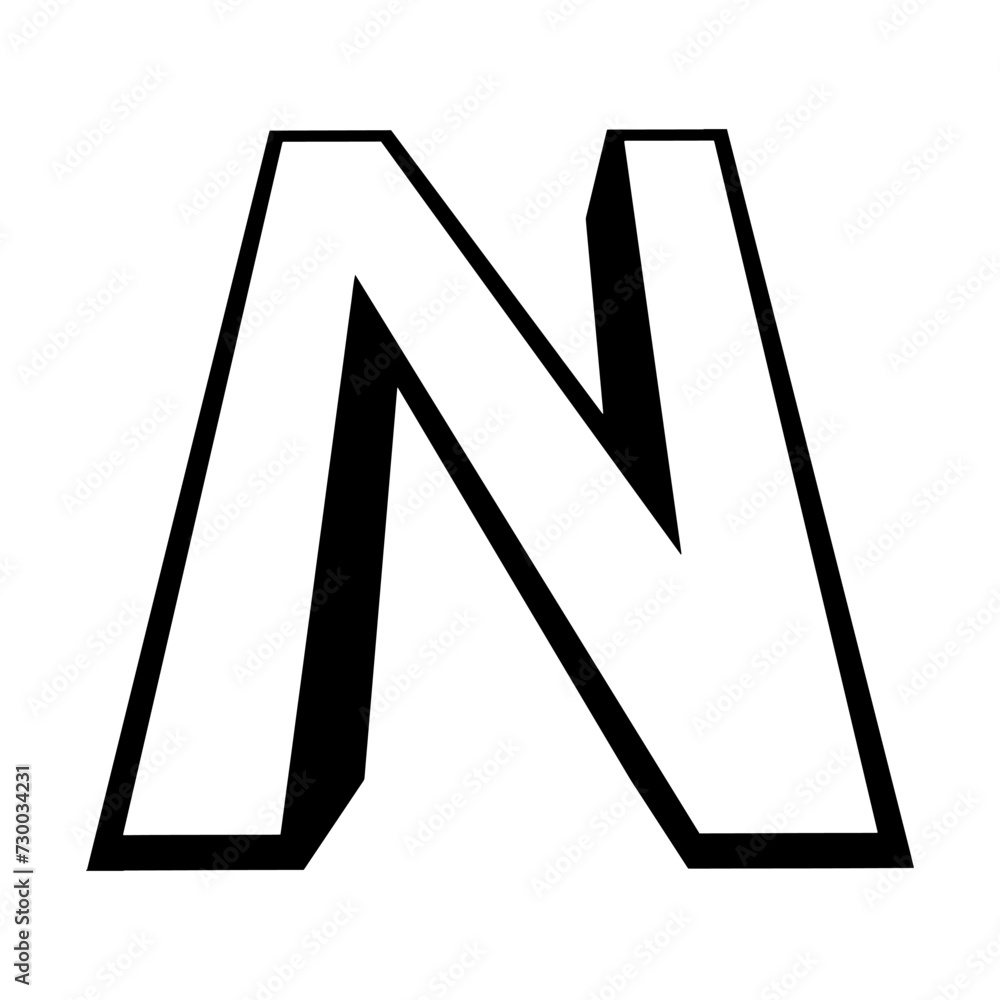 Logo letter n tall slender font letter n perspective height Stock ...