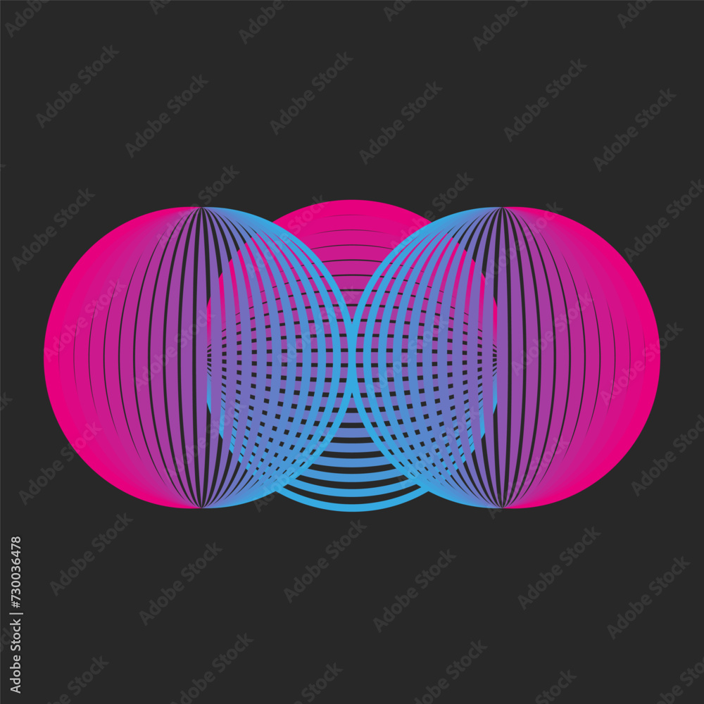 Circular psychedelic pattern logo featuring overlapping three circles ...