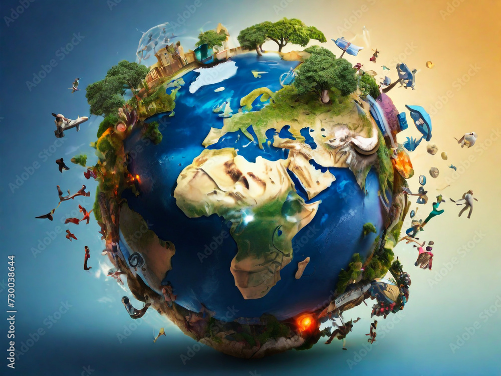 Our planet, our health. World Health day 2024 concept 3d background ...