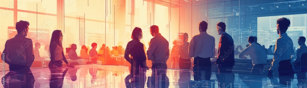 compelling artwork illustrating teamwork in action, with a group of ...