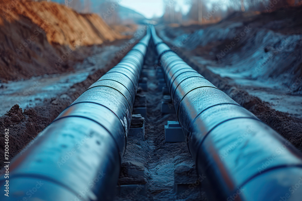 Industrial Pipeline Construction: Ground-level Engineering Work in ...