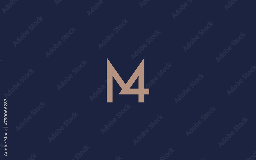 letter m with number 4 logo icon design vector design template ...