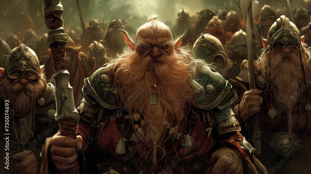 Medieval battle scene with two gnomes in armor. 3d rendering Stock ...