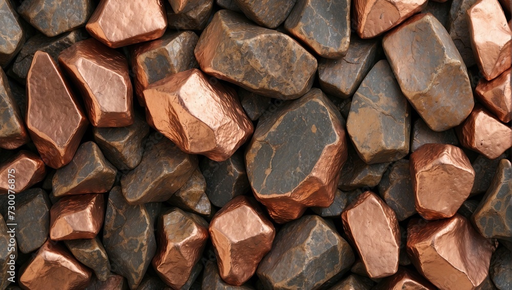 Copper ore texture with a pattern of angular pieces varying in color ...