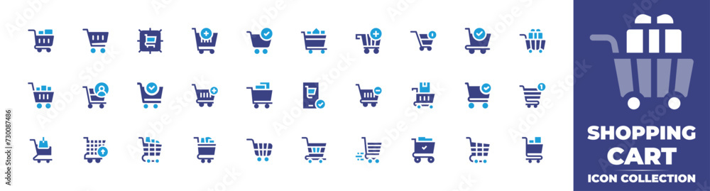 Shopping cart icon collection. Duotone color. Vector and transparent ...