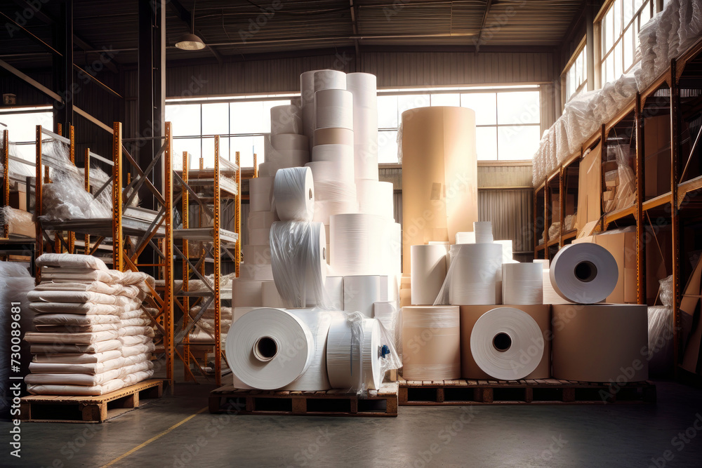 Warehouse For Finished Products Of A Paper Mill Large Rolls Of Paper warehouse-for-finished-products-of-a-paper-mill-large-rolls-of-paper