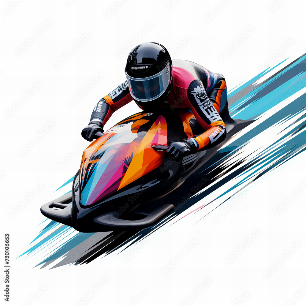 Dynamic Motorcycle Racer in Vibrant Abstract Style Illustration - Speed ...