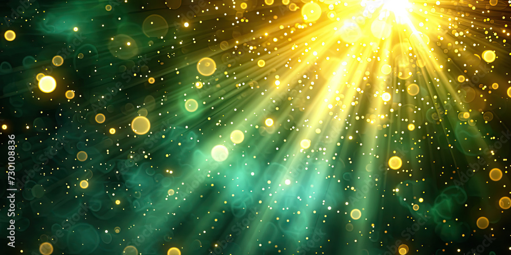 a beautiful light shining out with golden rays bokeh green , bright ...