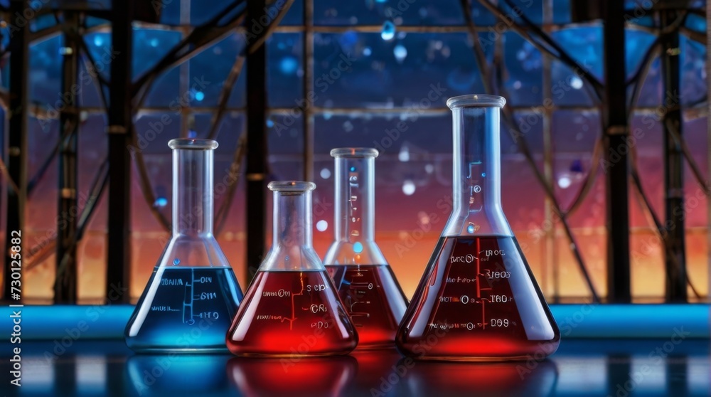 Image of a vibrant glass flask vial, Illuminating the intersection of ...