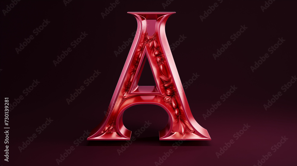 Red plastic letter a, golden font letter a, 3d render of a excavator ...
