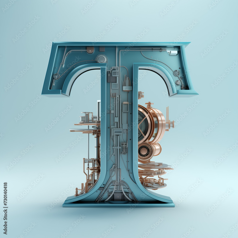 vintage alphabet letter T, 3d render of letter T, Ai generated image ...