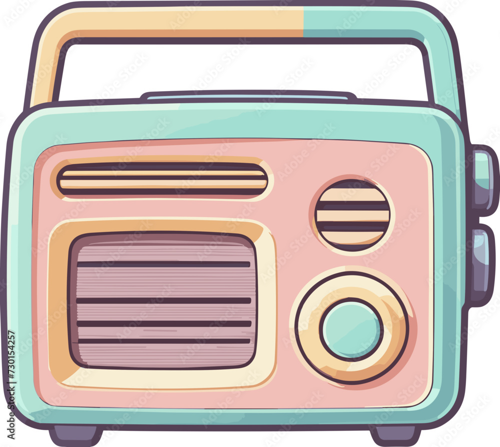 Pastel style of retro transistor radio cartoon illustration isolated on ...