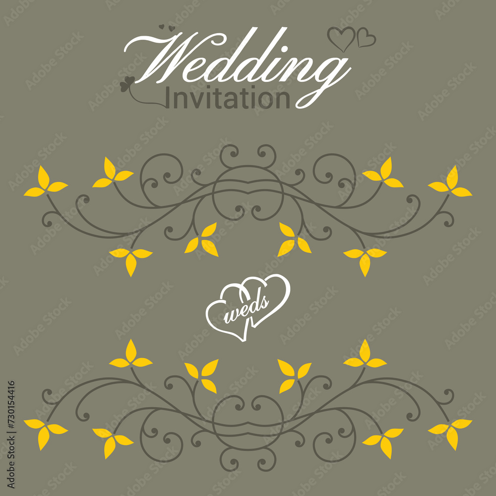 Invitation Wedding. Vintage elements and filigree decoration. Ornate ...