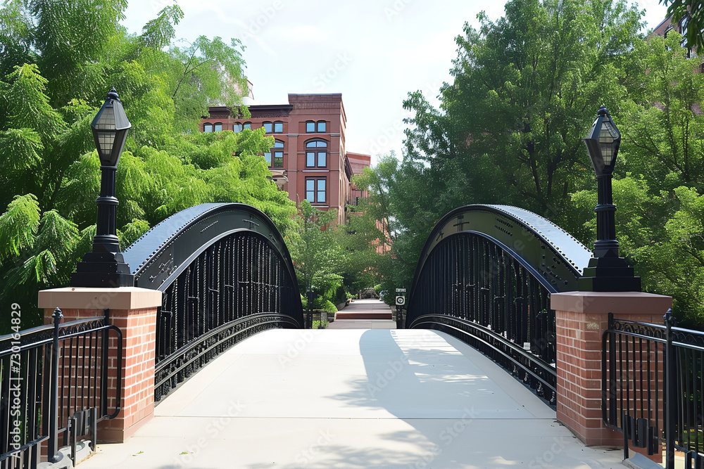 Bridge in a historical district, meticulously restored to maintain its ...