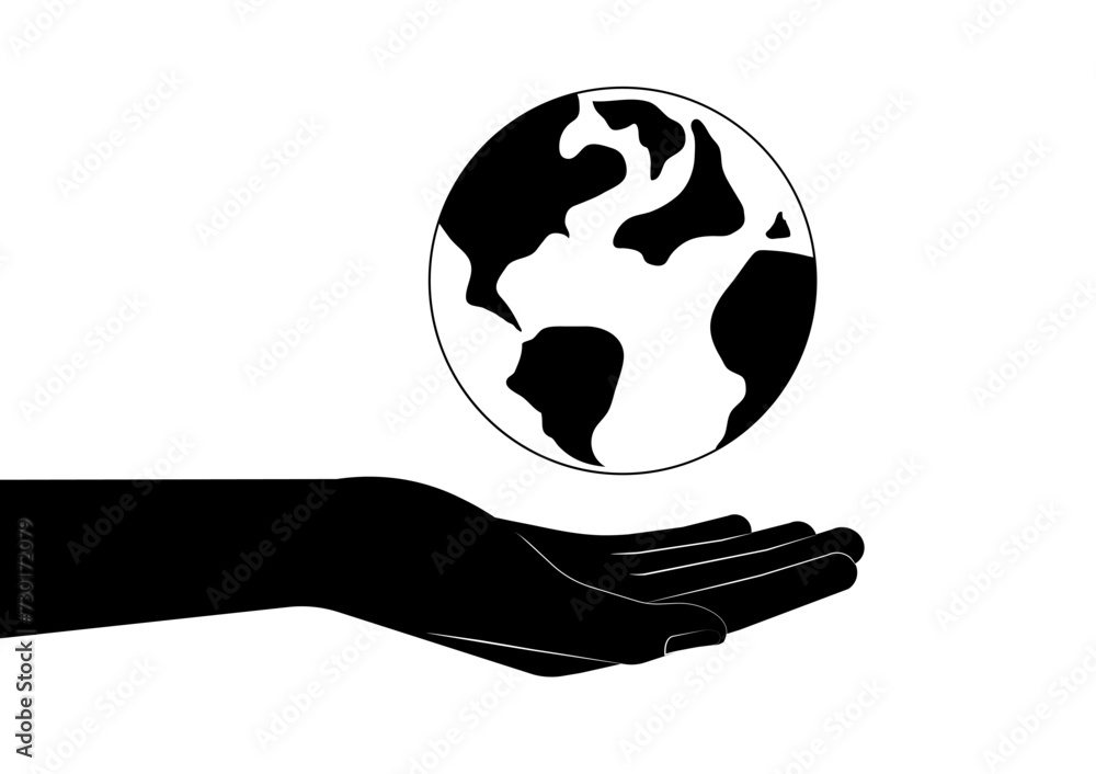 Hand Holding Earth Logo Symbol. Save the World. Save Energy. Eco ...