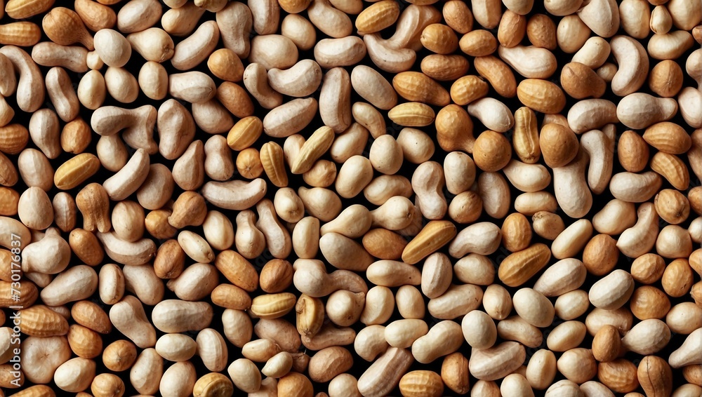 Close-up texture of mixed peanuts showcasing a dense array of beige ...