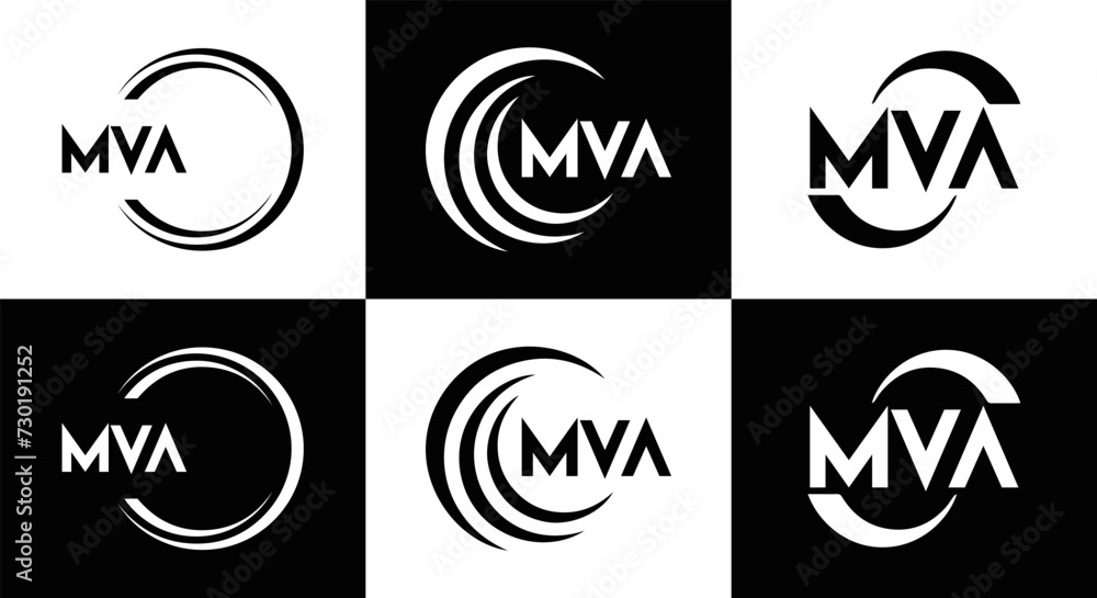 MVA logo. MVA set , M V A design. White MVA letter. MVA, M V A letter ...