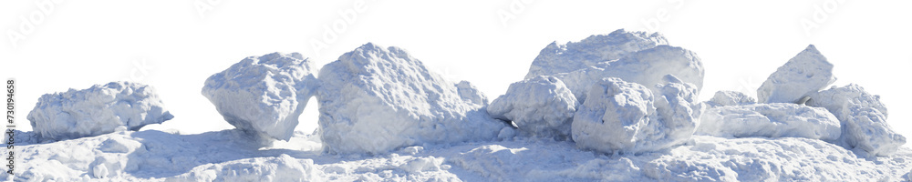 Big rock on the ice snow mountain with isolated on transparent ...