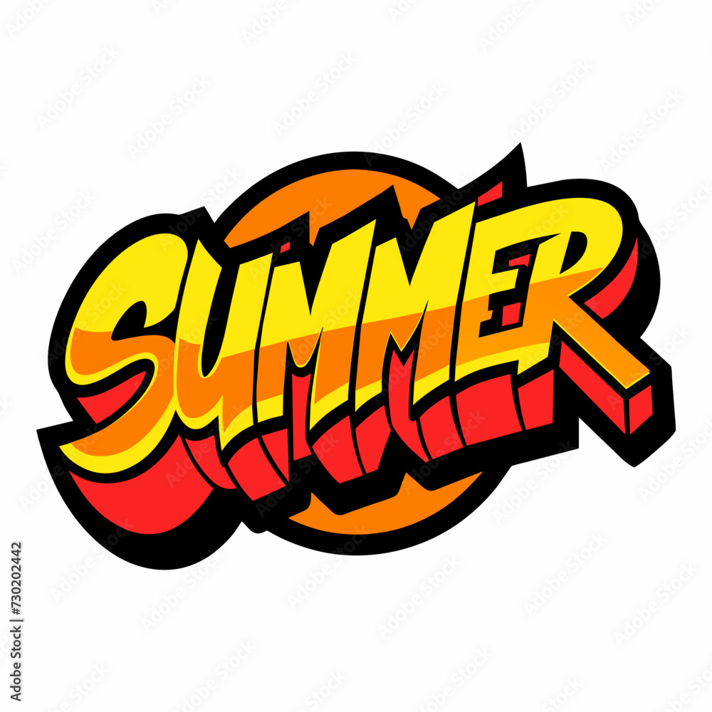 The word SUMMER in street art graffiti lettering vector image style on ...