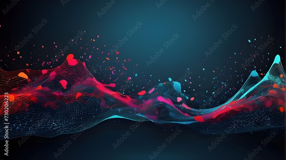 Particles of abstract technology outline the mesh background. Web ...